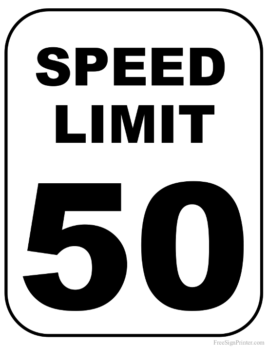 Printable 50 MPH Speed Limit Sign Sign