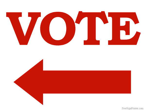 Printable Vote Sign with Arrow Pointing Left